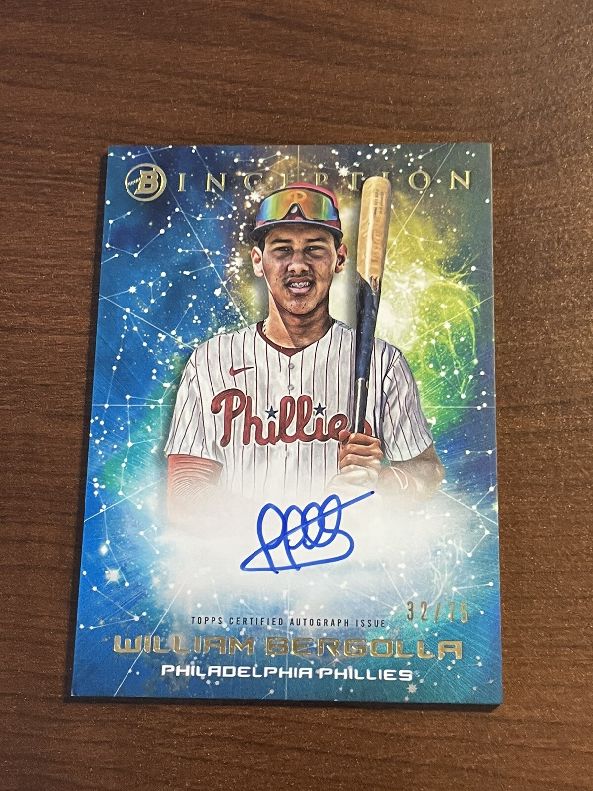 2022 Bowman Inception William Bergolla Auto Primordial Blue Foil /75 ...