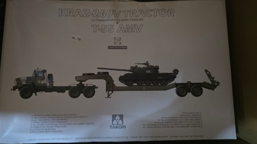 Takom 2095 1/35 Scale KRAZ-260V Tractor with Semi-Trailer and T-55 AMV ...