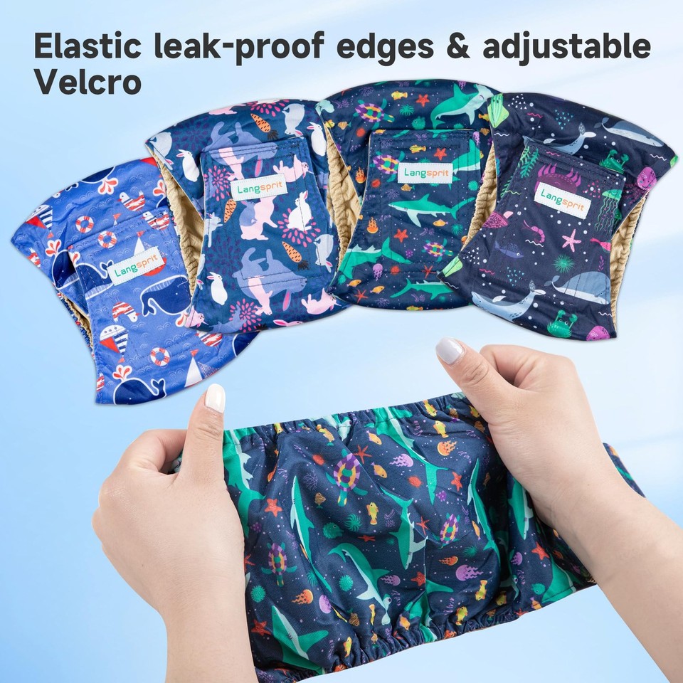 Dogs Diapers Belly Bands(4Pack), Washable Reusable Boy Doggy Wraps ...