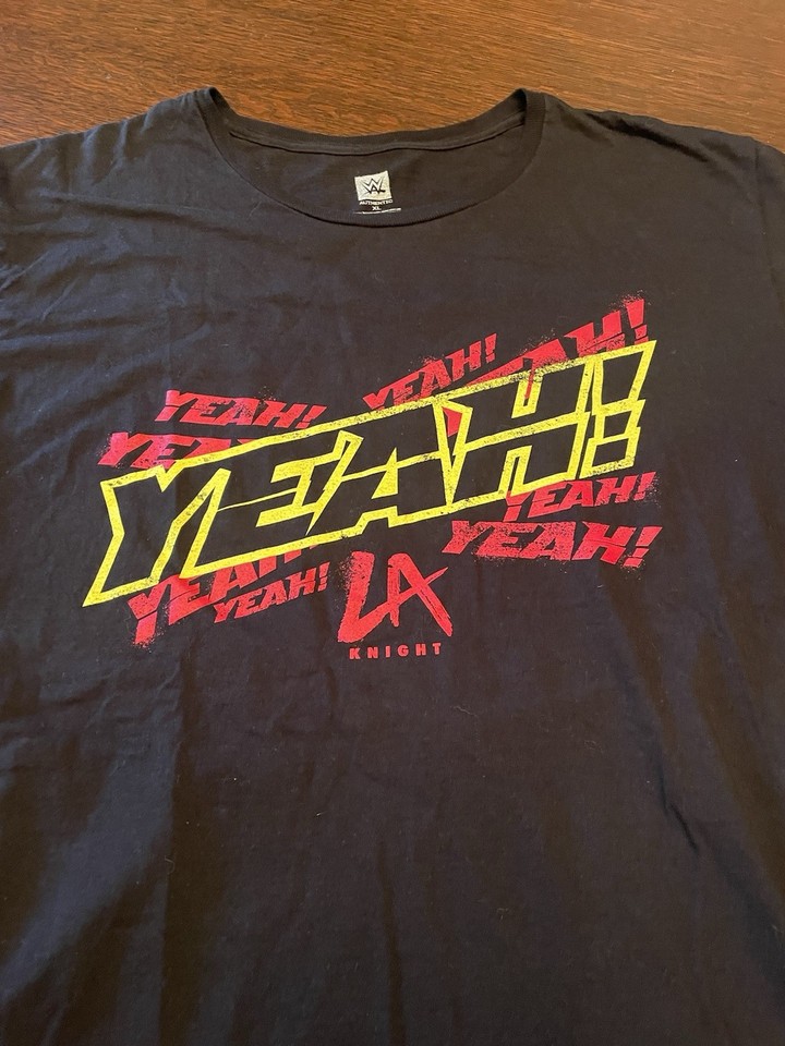 WWE LA Knight YEAH! Black T-Shirt | eBay