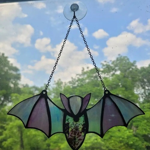 Colorful Stained Bat Window Hanging Ornament Shimmering Effect For ...