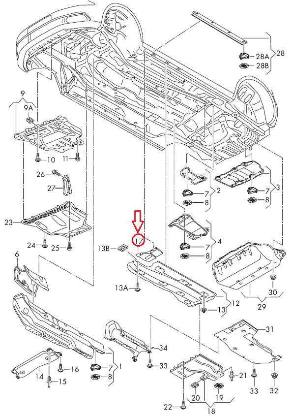 Audi A3 8V Underbody Front Right Floor Pan Splash Shield 8V0825272 NEW ...