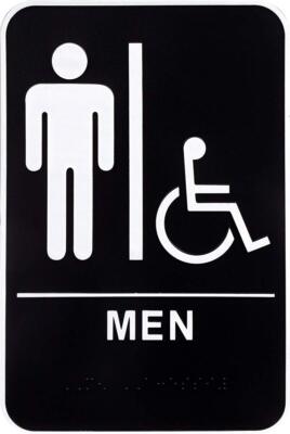 Hillman English Black Restroom Plaque 9 in. H x 6 in. W | eBay