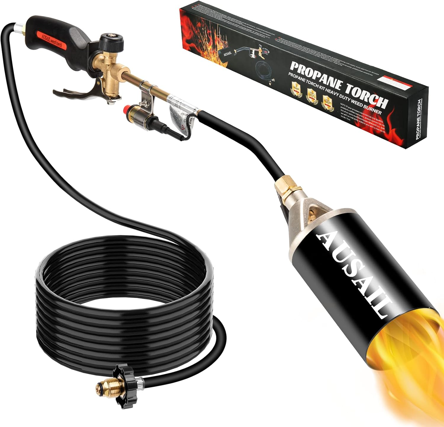 Propane Torch Weed Burner Flamethrower with Turbo Trigger Push Button ...