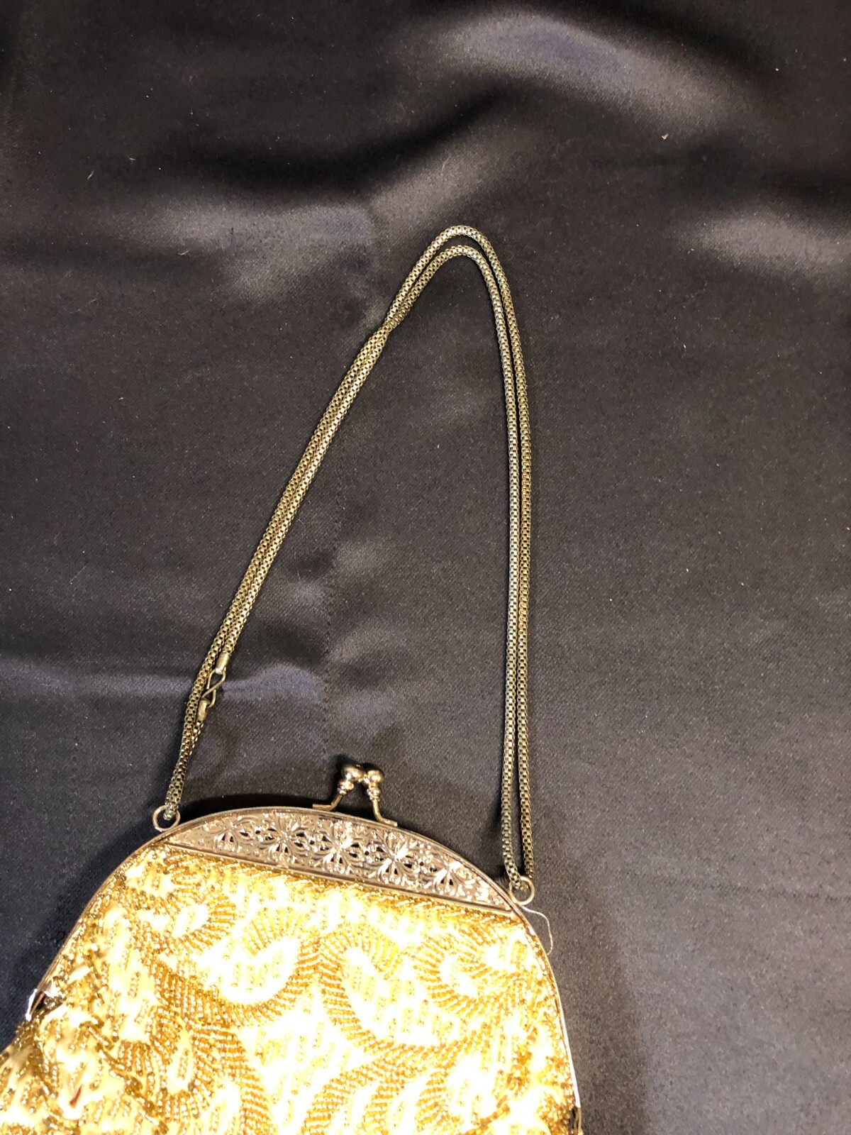 Vintage La Regale Gold Beaded & Yellow Satin Elegant … - Gem