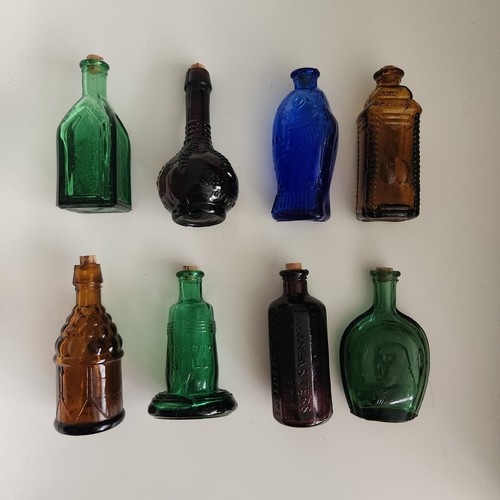 Lot 8 Vintage Assorted Mini WHEATON Glass Bottles Blue Amethyst Red ...