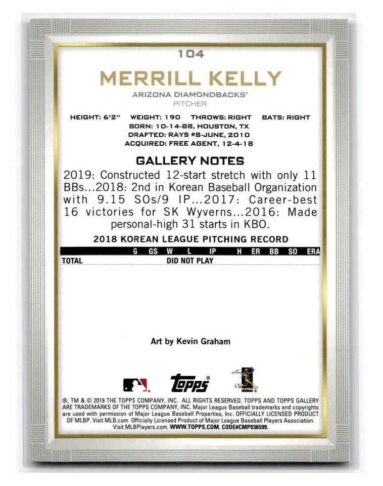 2019 Topps Gallery - #104 Merrill Kelly (RC) | eBay