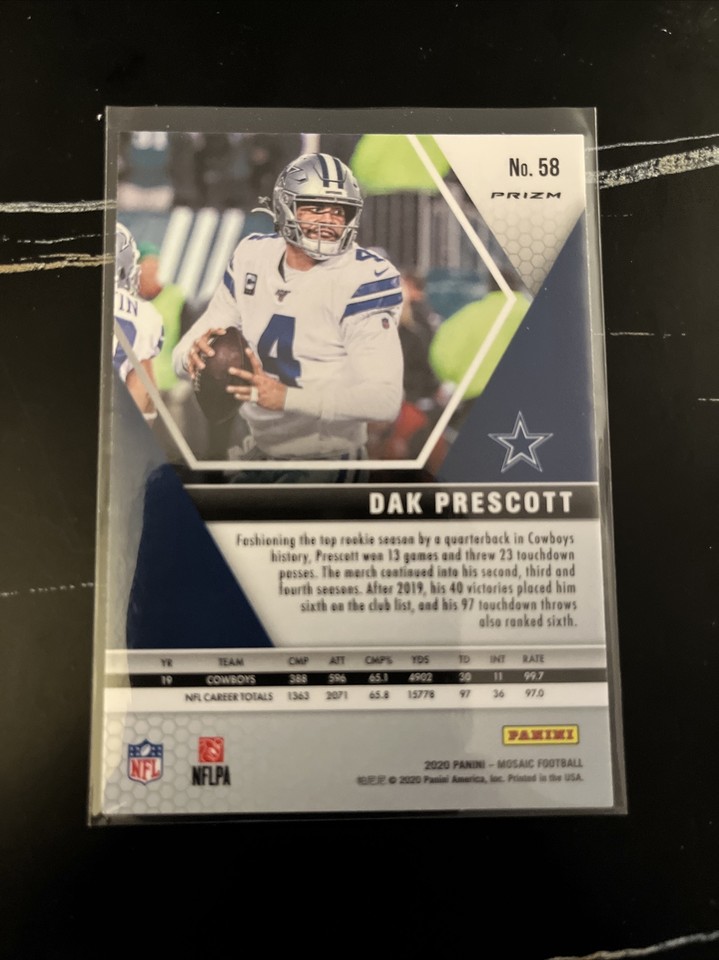 2020 Panini Mosaic Football #58 DAK PRESCOTT Orange Reactive Prizm ...