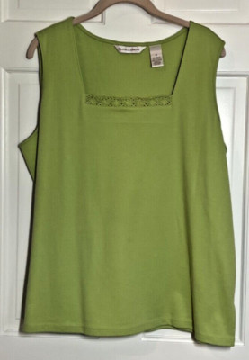 Draper’s & Damon’s Tank Top Women’s 1X APPLE GREEN COTTON POLYESTER NEW ...