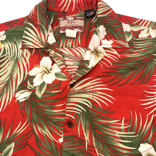 RJC Men's Short Sleeve Multicolor Hawaiian Floral Medium Button Up ...