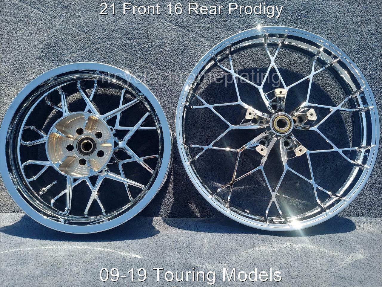 Harley Chrome Prodigy 21' F, 16" R Wheels Rotors 09-19 Street Glide ...