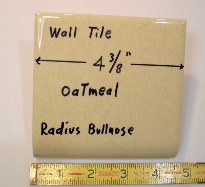 1 pc. Oatmeal Color: Glossy Ceramic Radius Bullnose tile 4-3/8 ...