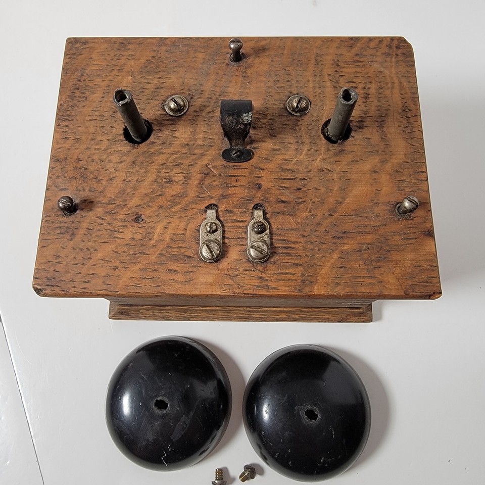 Antique Wood Metal Wall Mount Electric Ringer Box Branded D 7009 Oak ...