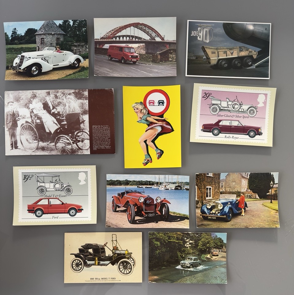 Job Lot 47 Vintage Car Postcards + Motorsport Racing Photos + Mirror ...