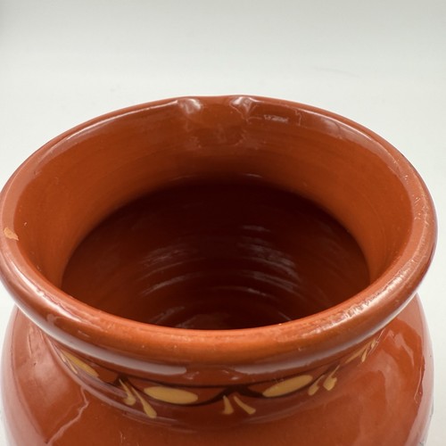 Hungarian Red Ware Pottery Vase Hand Painted Floral Decor Small Pitcher ...