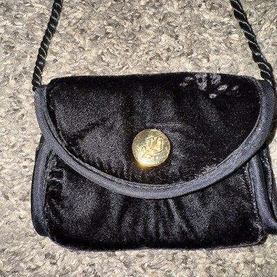 Lancôme Vintage Black Velvet Mini Coin Purse Crossbody Shoulder Bag 3 x ...