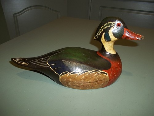 1981 Full Size Hand Carved Paintd WOOD Duck Drake Decoy BURL DOROTHY ...