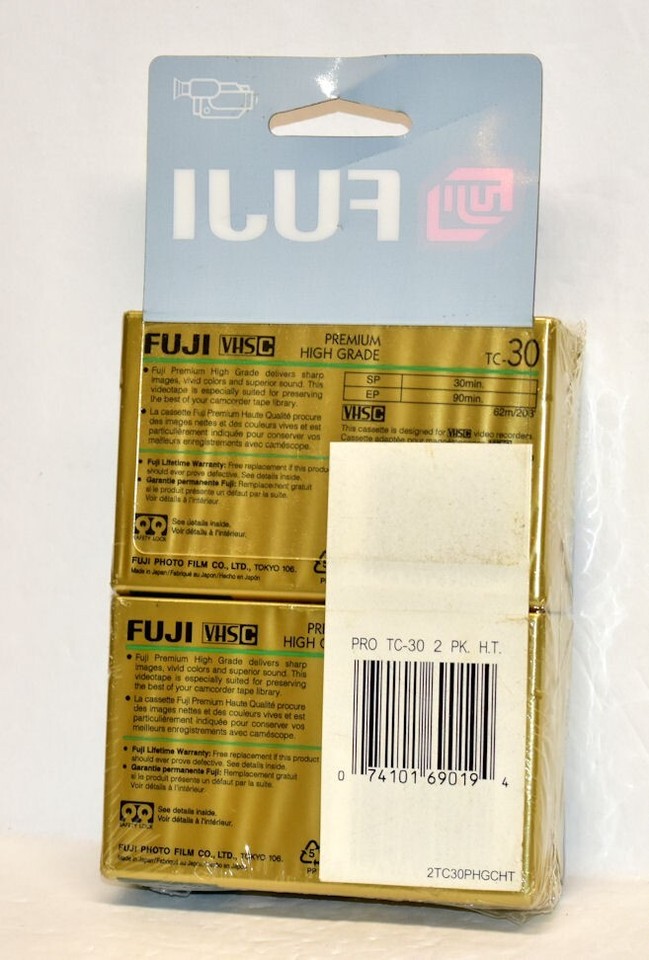 2 New Sealed FUJI VHS-C TC-30 30-Minute Premium High Grade Tapes | eBay