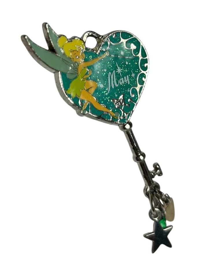 Disney Trading Pin Tinker Bell May Birthday Heart Key Dangle Glitter ...
