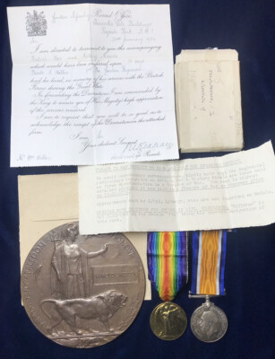 British WWI Memorial Plaque Death Penny and War / Victory Medal Group ...