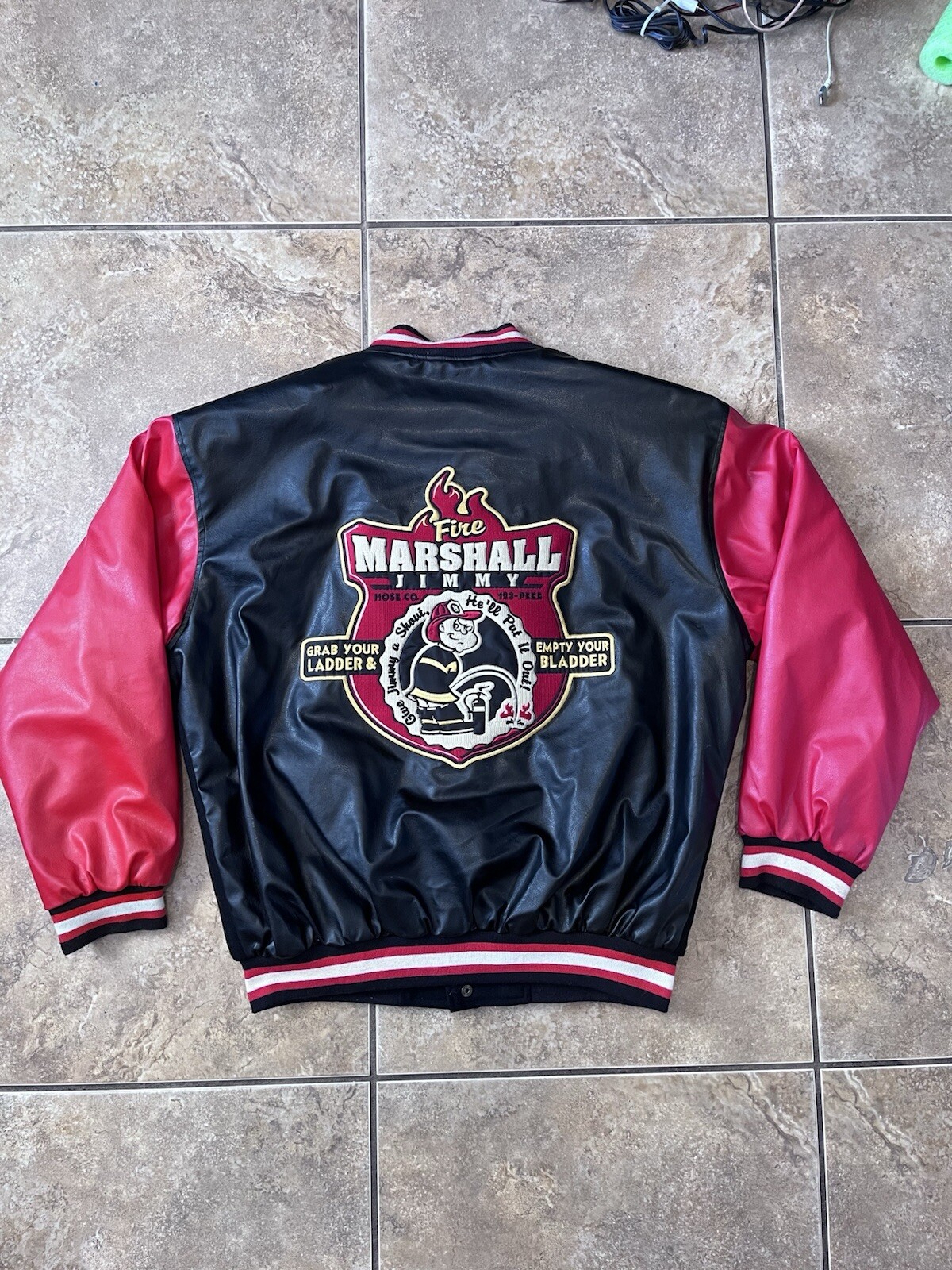 Fire Marshall Jimmy Y2K Letterman Jacket Medium Funny… - Gem