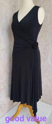 Kaliko Midi Dress UK Size 12 Black Colour Stretchy 20s / 30s Style | eBay