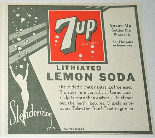 Set of 2 7UP Lithiated Lemon Soda Soft Drink Bottle Paper Label New NOS ...