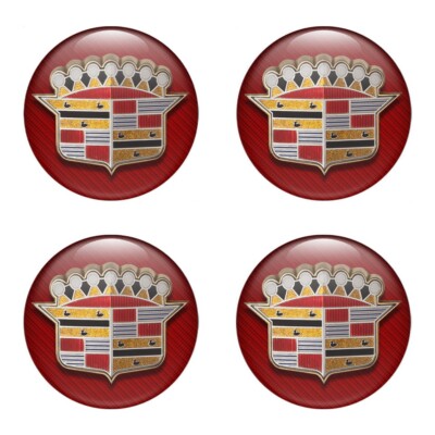 4x Cadillac Emblem Silicone Self-Adhesive Sticker Badge Wheel Cap Decal ...