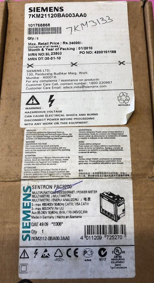 SIEMENS SENTRON PAC3100 7KM3133-0BA00-3AA0 100-240VAC/110-250VDC | eBay