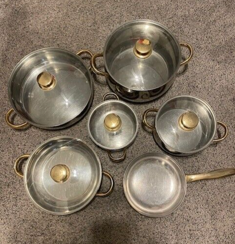 Command Performance 11 PC Cuisine Cookware, Stainless Steel 3 Ply, Gold ...