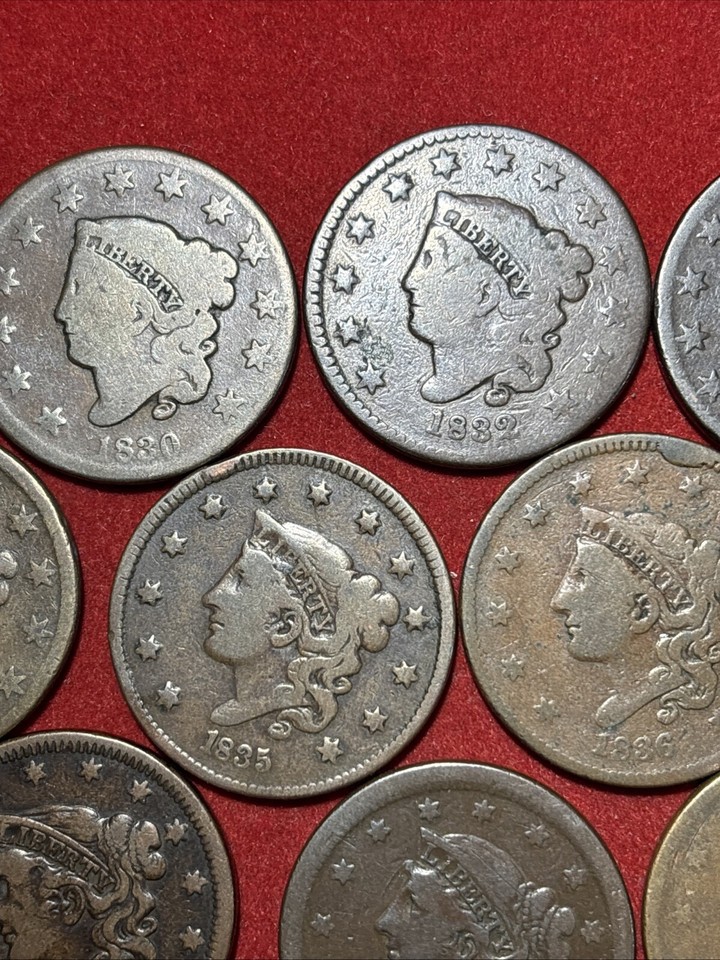 United States Large Cent Lot (10) Pieces All From 1830-1839 Free ...