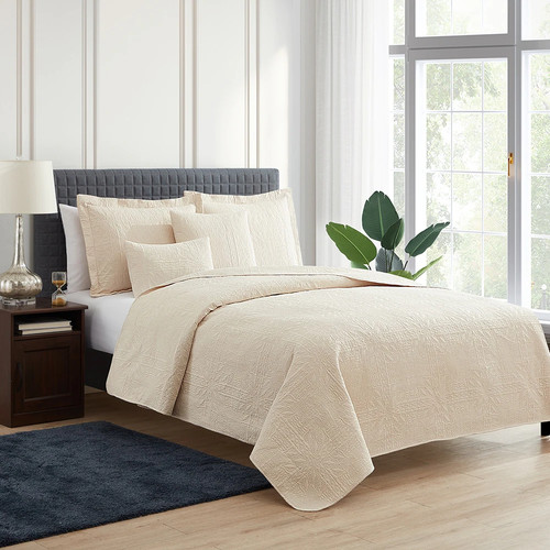 Empyrean Bedspread Quilt Set - Grid Weave Pinsonic Beige Cream King | eBay