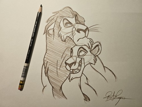 Disney The Lion King 2 Scar and Zira Drawing/Sketch Animation Art ...