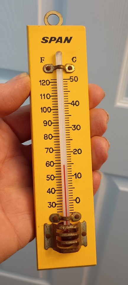 VINTAGE Span WOODEN THERMOMETER WALL MOUNTED FAHRENHEIT & CELSIUS | eBay UK