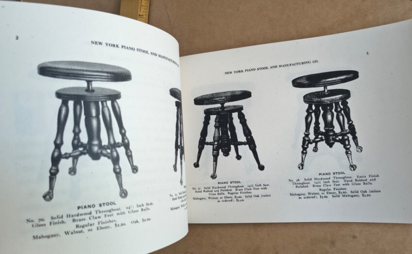 New York Piano Stool Mfr Co (1894) CATALOGUE Stools Chairs Duet+ Player ...