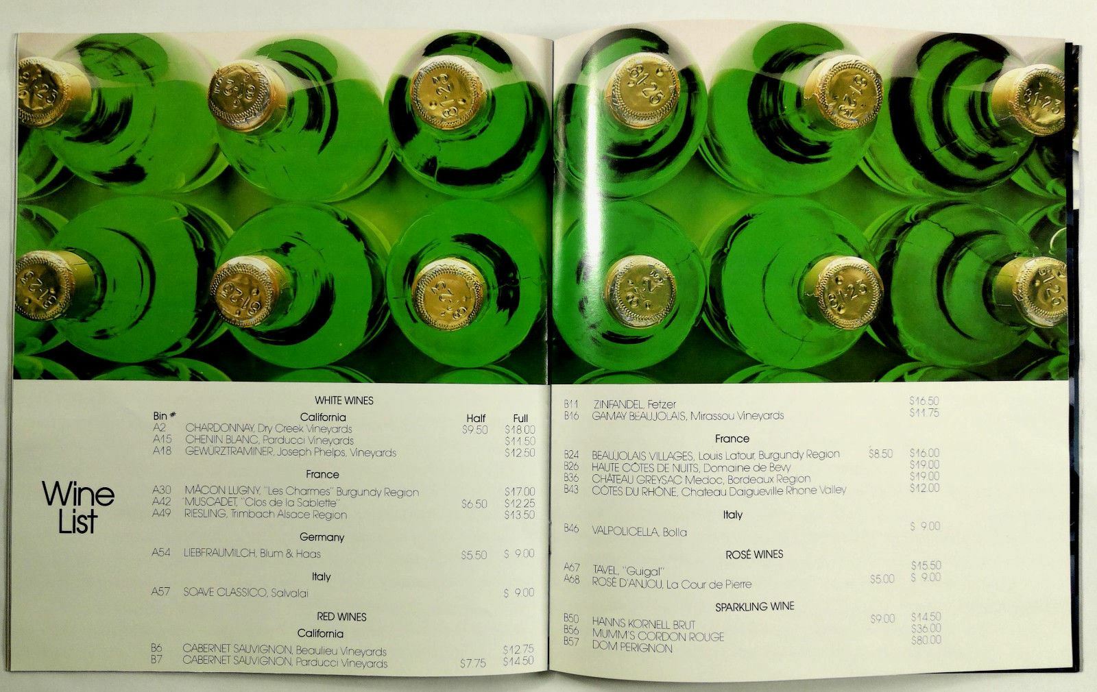 1981 Vintage Room Service & Wine Photo Menu SHERATON BOSTON HOTEL ...