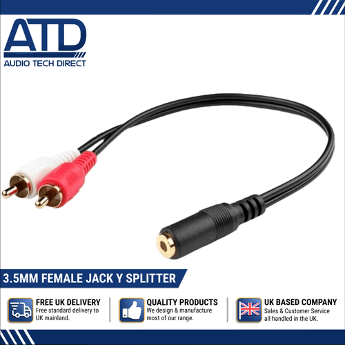 Male RCA To Female AUX 3.5mm Jack Phono Audio Splitter Y Adapter audio ...