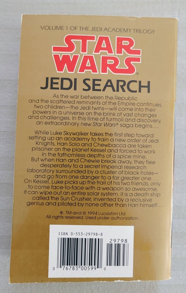 STAR WARS, JEDI SEARCH (JEDI ACADEMY), KEVIN J. ANDERSON, BANTAM BOOKS ...