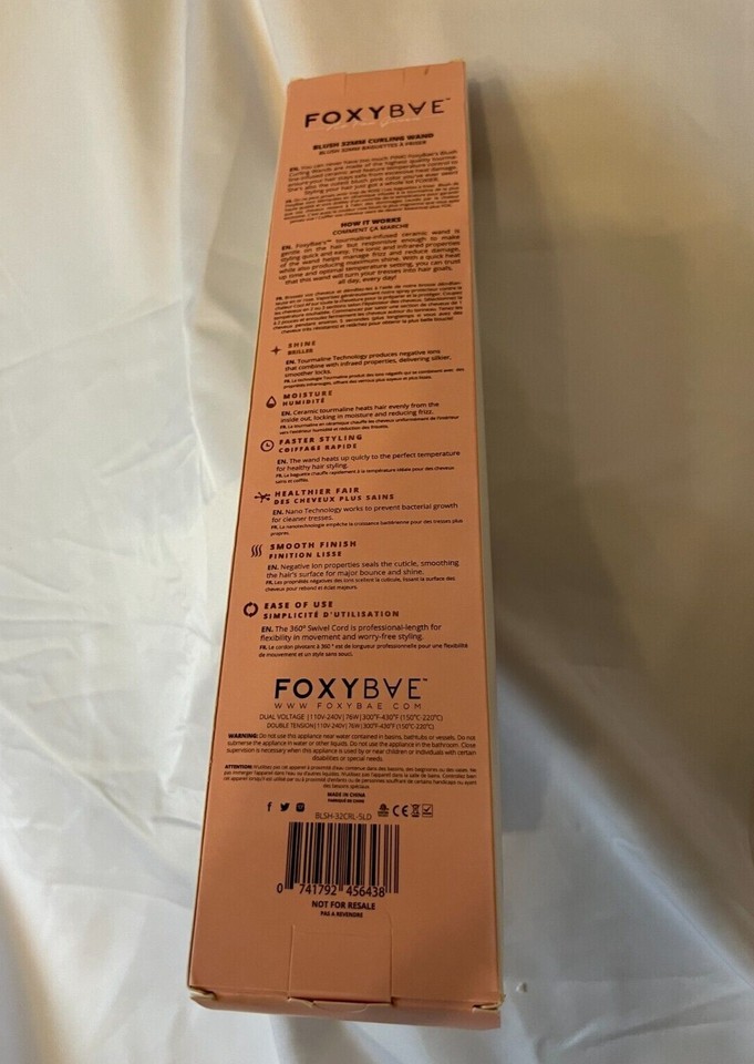 NEW FoxyBae Professional Ceramic Curling Wand 1.25"/ 32mm, Baby Blush ...