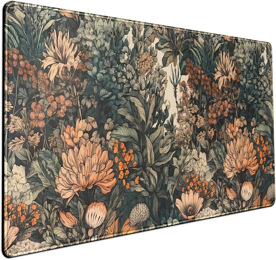 Boho Aesthetic Desk Mat Wildflowers Large Mouse Pad Gaming Desk Pad ...