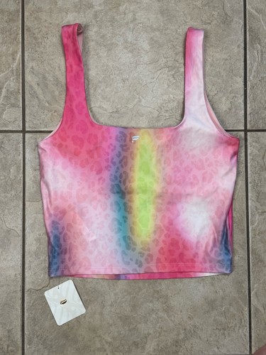 Fabletics Women’s Activewear Tank Cropped Built-In Bra Ombre Leopard Sz ...
