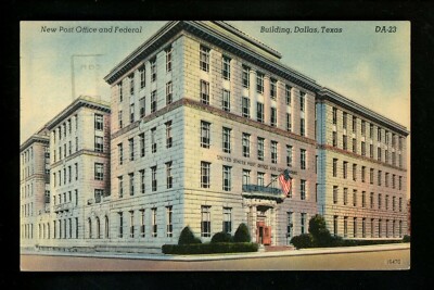 Post Office postcard Texas TX Dallas Federal Building flag gardens | eBay