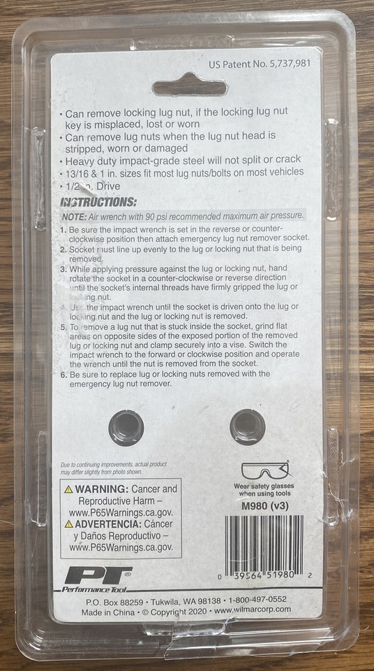 Performance Tool M980 Emergency Lug Nut Removal Set | eBay