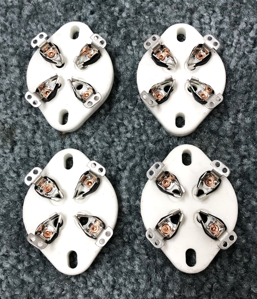 Four new AL811 silver plated 4-pin ceramic socket 811 811A 572 572B 866 ...