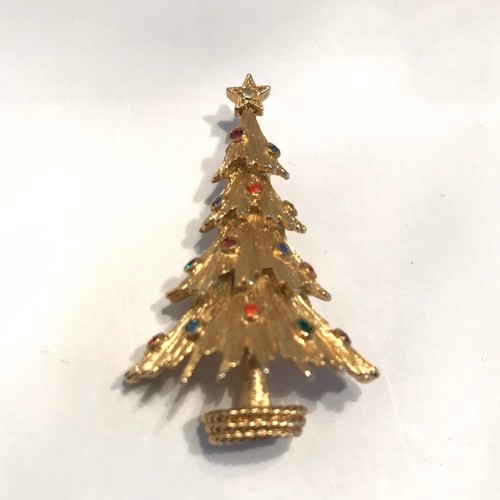 Monet Christmas Tree pin brooch Rhinestone Brooch Pin GOLDTONE J6704 | eBay