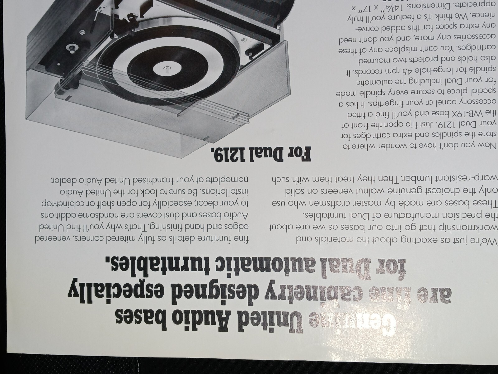 Dual 1209 1212 Turntable Sales Brochure Only Service Owners Manual ...