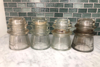 Vintage Mixed Lot of 4 Hemingray 17 Glass Telegraph Insulators ...