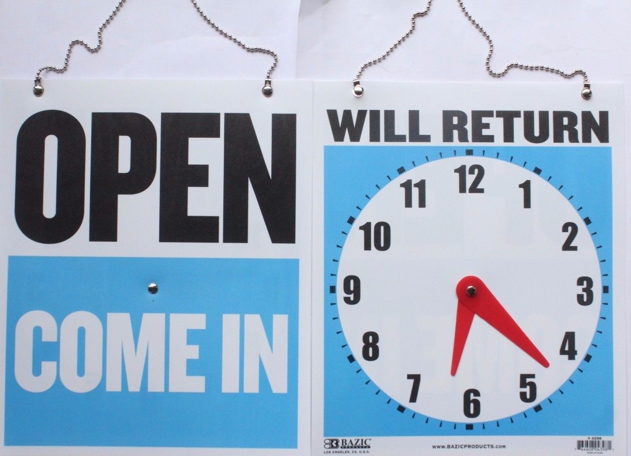 Business Hours Sign Clock Face Plastic Door Shop Store Opening Times ...