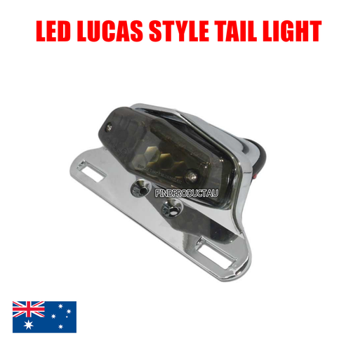 Chrome Smoke British lucas LED Tail Brake plate Light cafe racer bobber ...