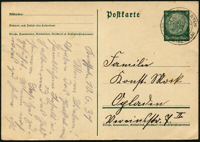 Germany Kirchherten Stationery Card 6pf Postage 1937 Europe | eBay